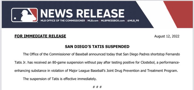 Las claves de la suspensión de Fernando Tatis Jr. por dopaje