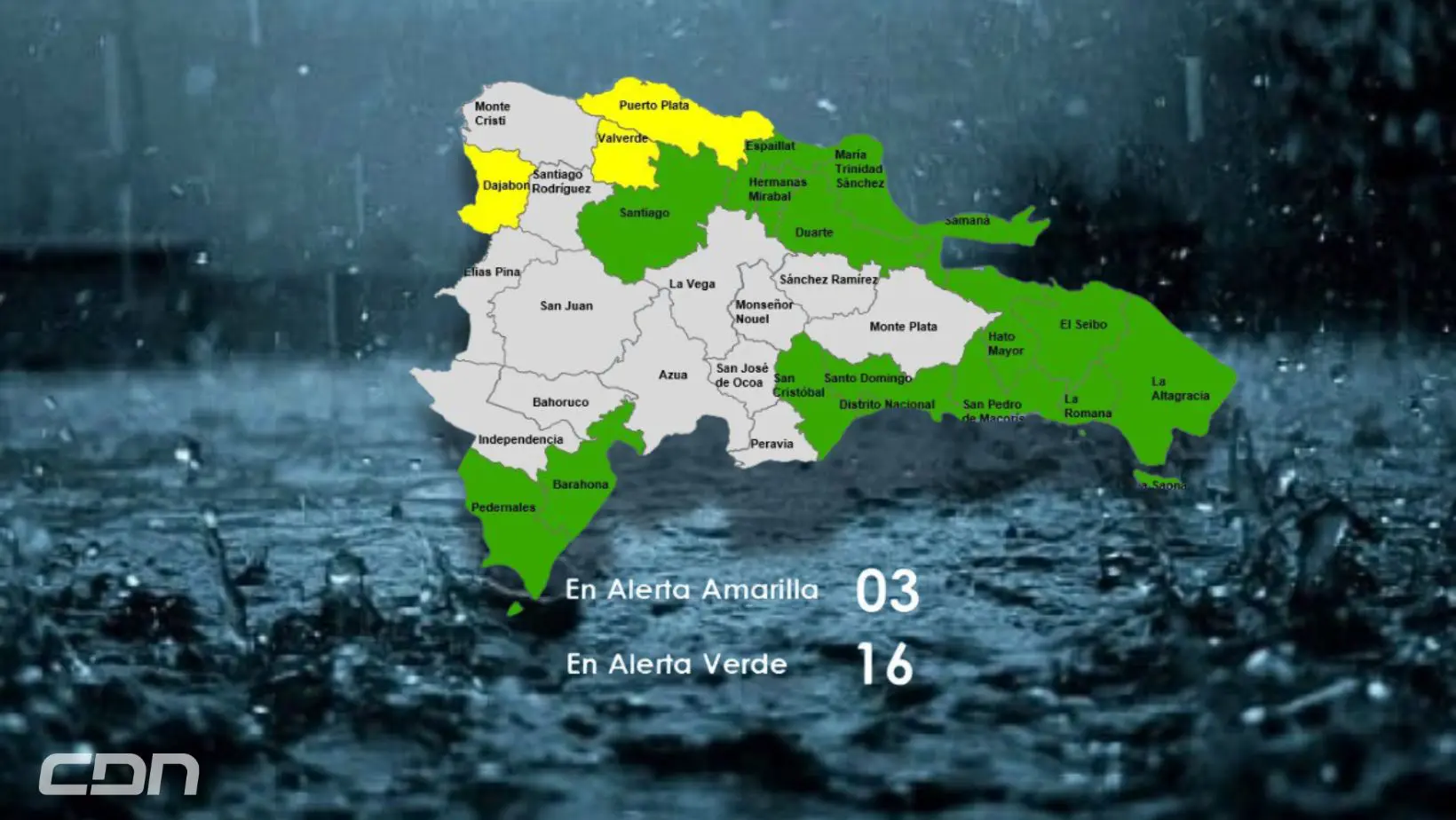 COE disminuye a 3 las provincias en alerta amarilla
