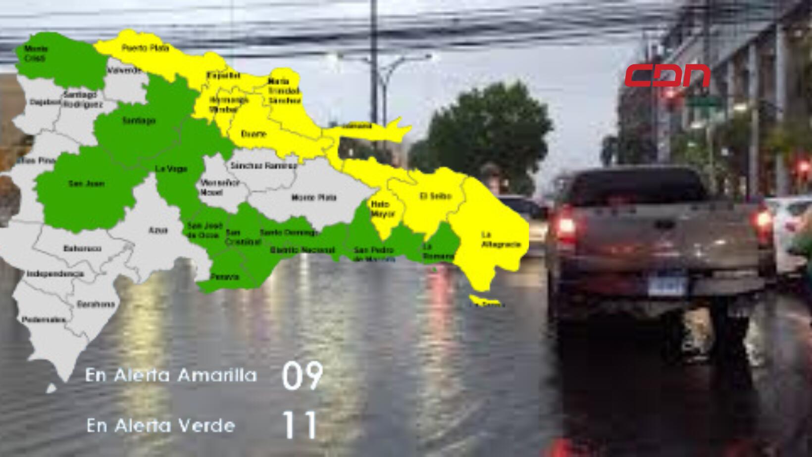 COE coloca a 20 provincias en alerta verde y amarilla por lluvias