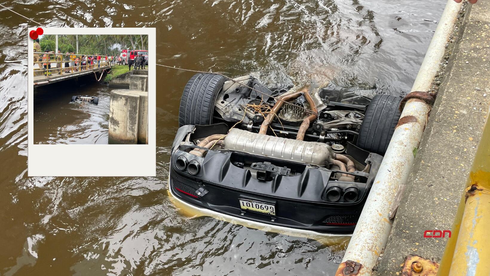 Conductor y acompañante ilesos tras caer yipeta al agua