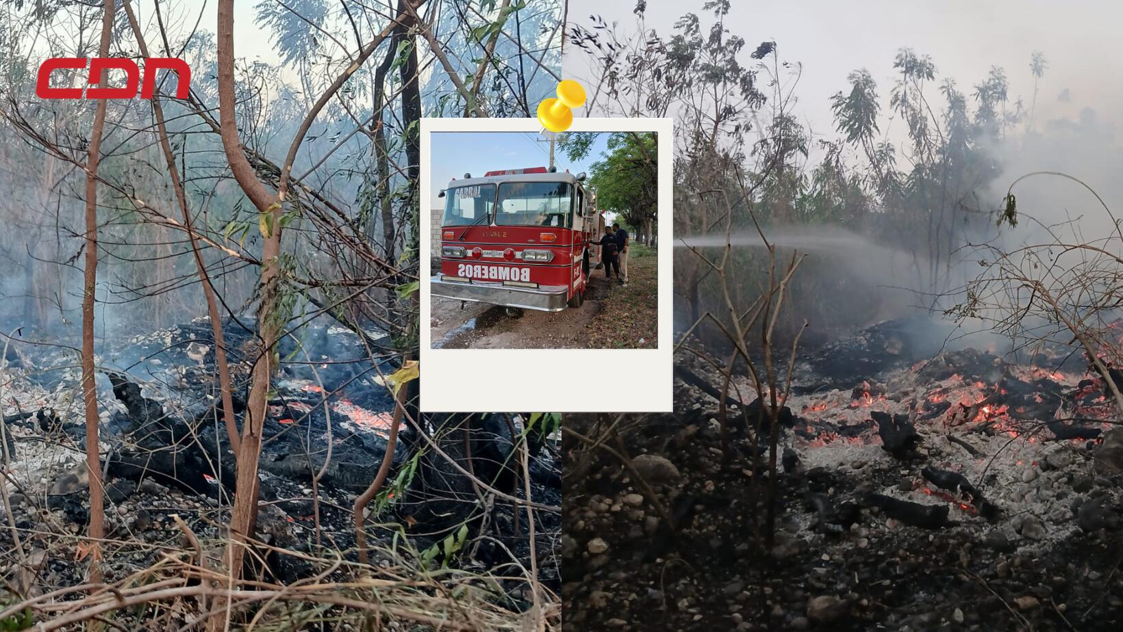 Incendio consume terrenos baldíos en la entrada de Barahona