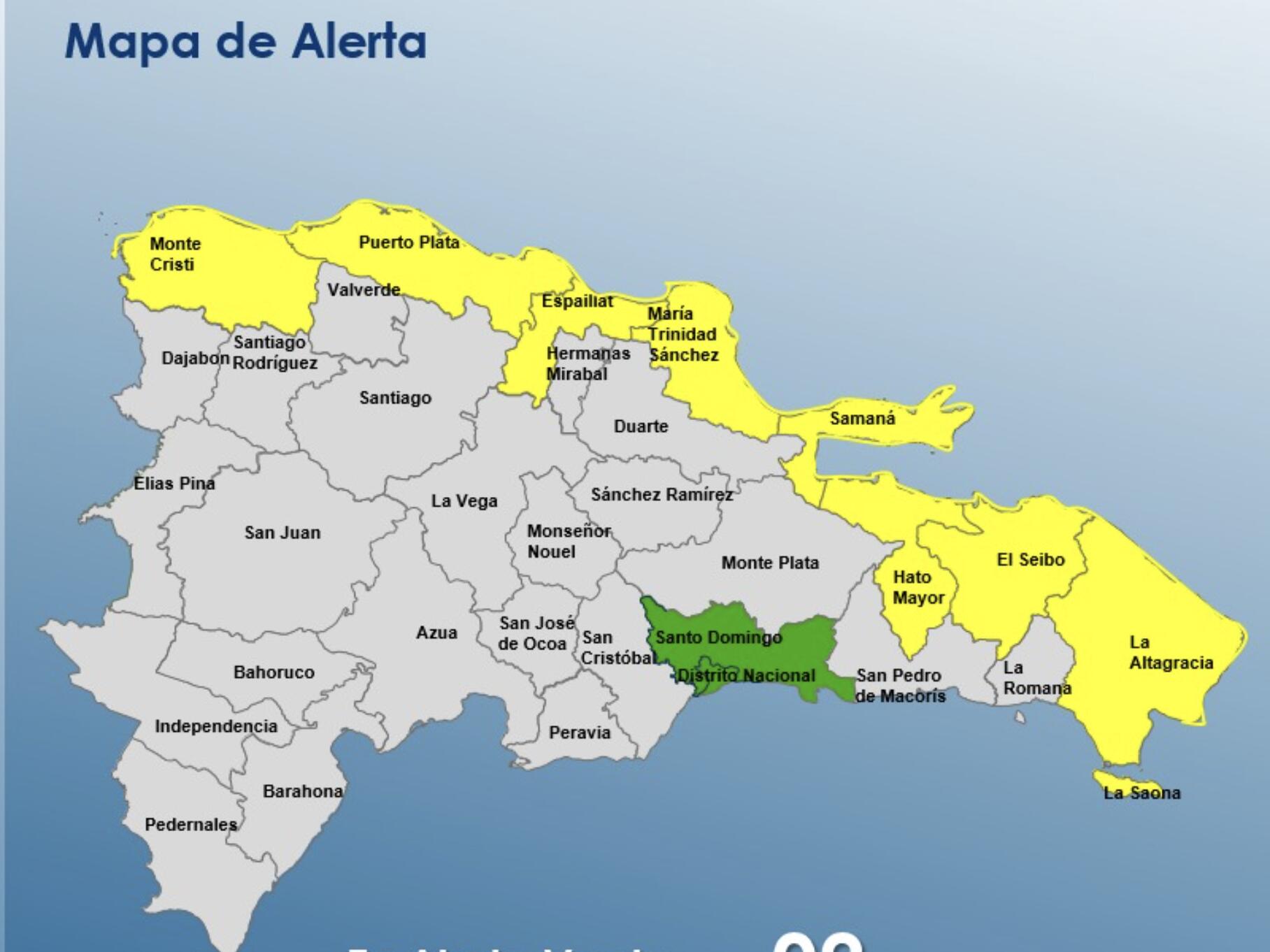 COE mantiene alerta amarilla y verde por efectos Huracán Erin