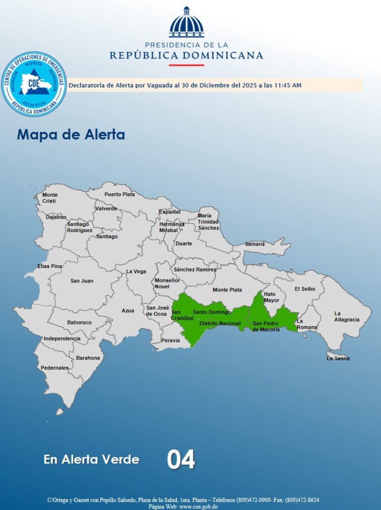 COE emite alerta verde por lluvias de fin de año