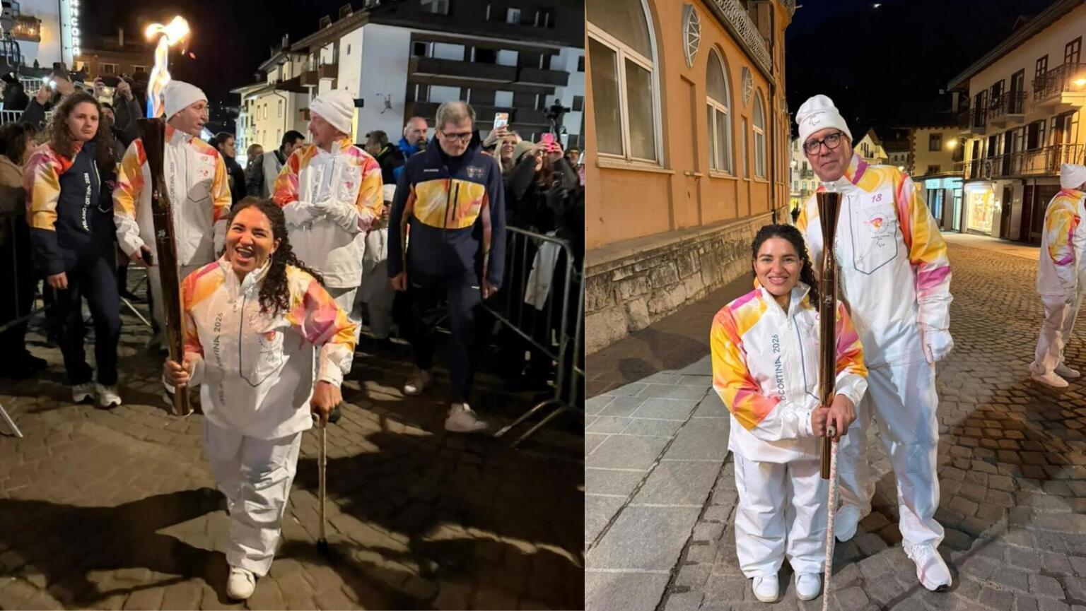 Felipe Vicini y Alejandra Aybar antorcha paralímpica en Milano